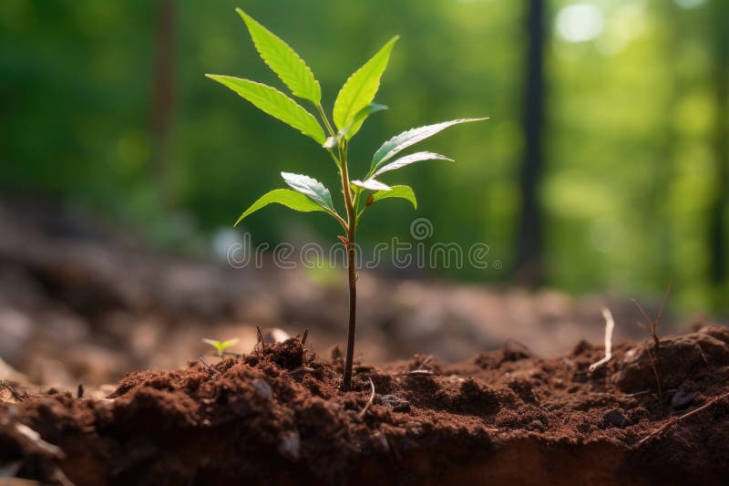 A Small Sapling Next To a Fully Grown Tree Stock Photo - Image of ...