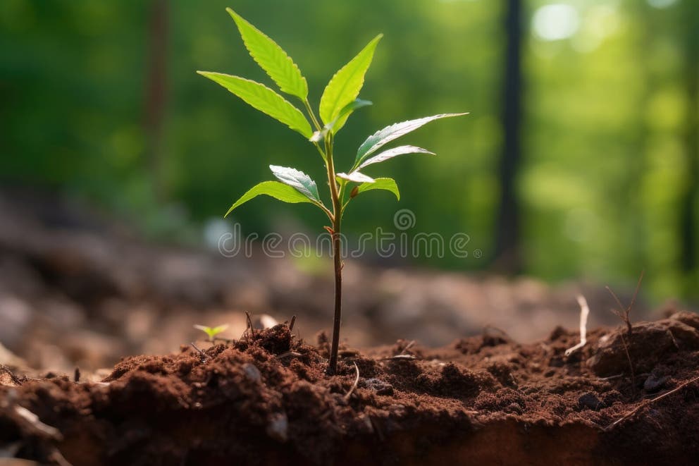 A Small Sapling Next To a Fully Grown Tree Stock Photo - Image of ...