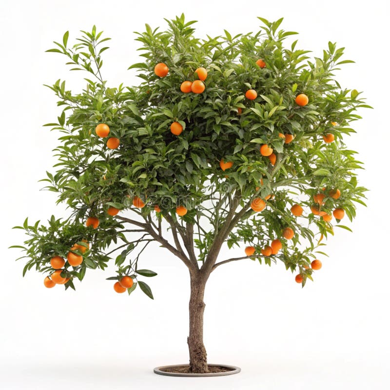 Small Satsuma Tree with Satsuma on White Background Stock Illustration ...