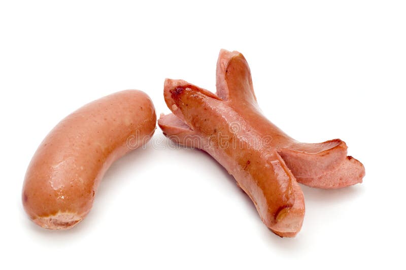 Small sausage on white stock image. Image of taste, sausages - 4207599