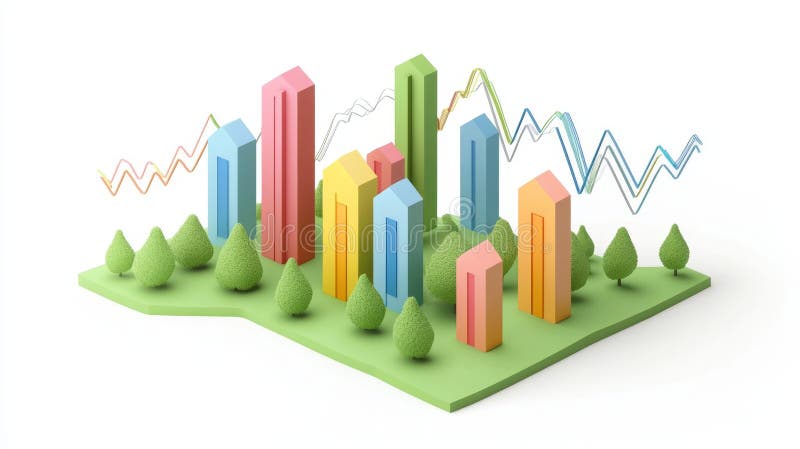 A Small-scale City Model Featuring Graphs and Charts that Highlight ...