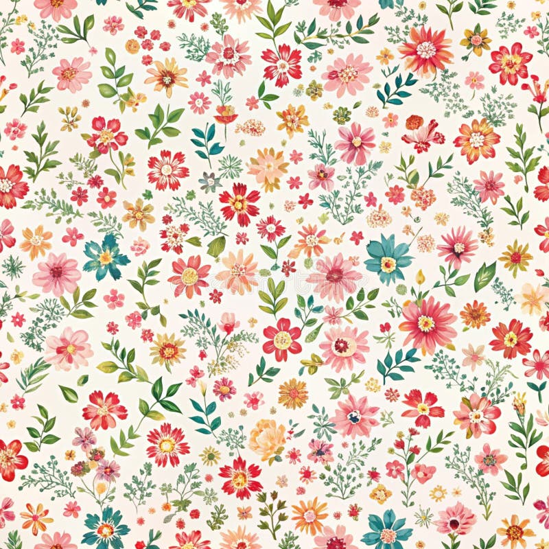 Small-Scale Millefleurs Floral Pattern for Scrapbooking Stock ...