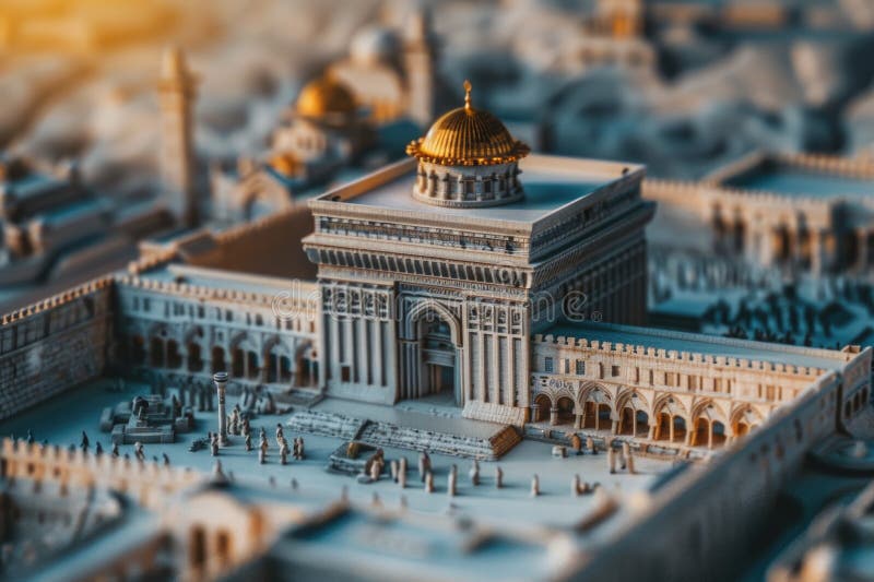 A Small-scale Model of a Building Featuring a Distinctive Golden Dome ...