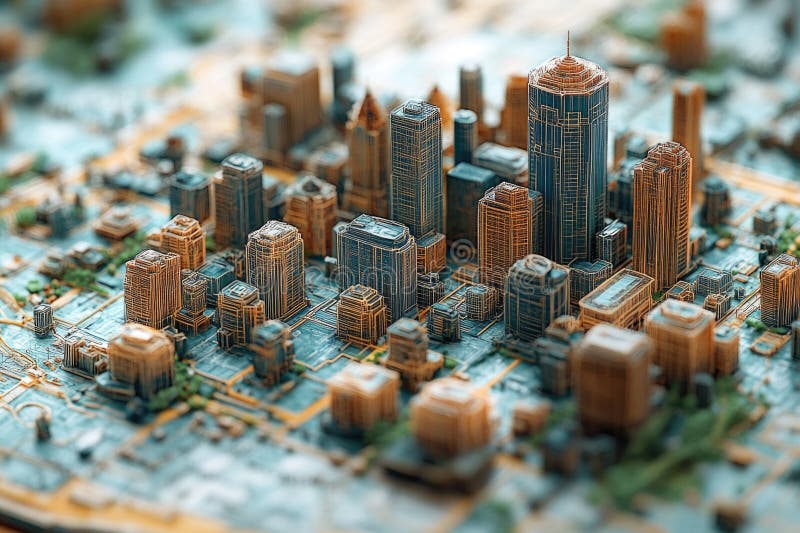 A Small-scale Model of a City with Various Buildings and Structures ...