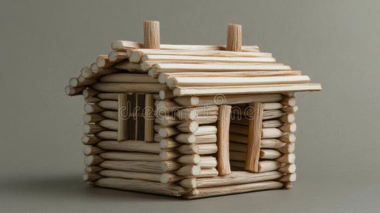 A Small-scale Model of a House Created Entirely from Matchsticks Stock ...