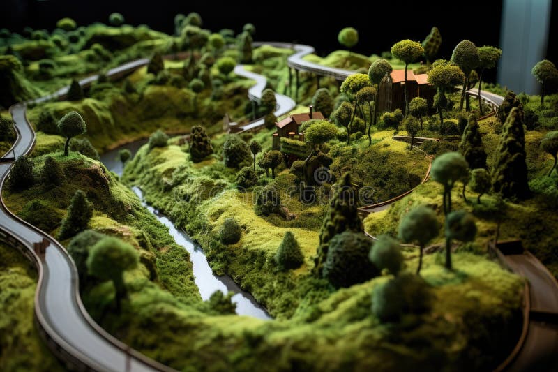 Small-scale Model of a Lush Green Park with a Winding Path Stock Image ...
