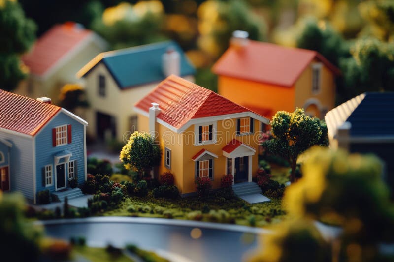 Small Scale Model of a Town with Many Houses, Ideal for Use in ...