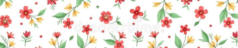 Small Scale Tropical Flowers Leaves on White Simple Summer Repeat ...