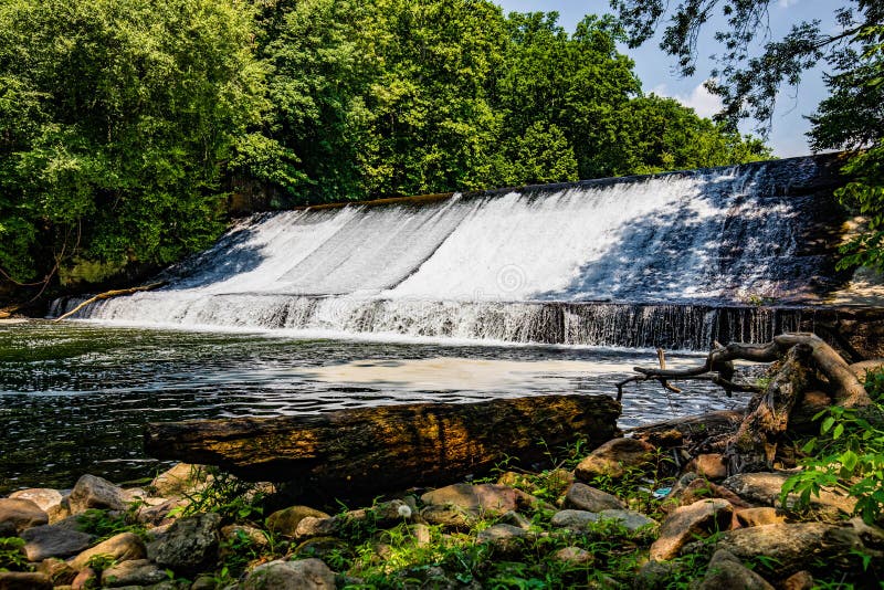 Small Scenic River Dam in the Forest at Summer Day Stock Image - Image ...