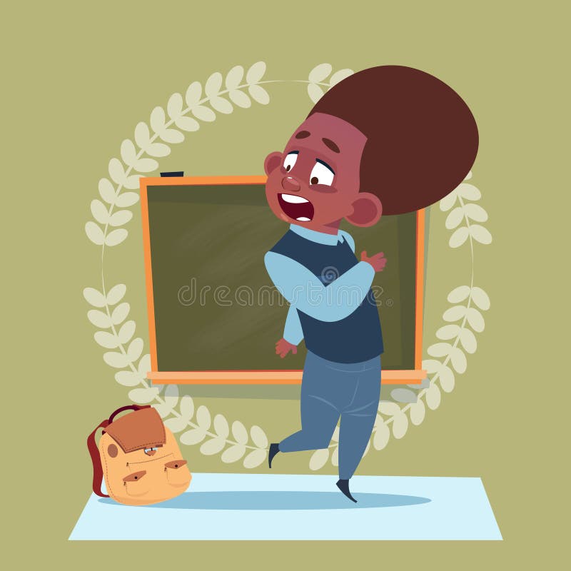 Small School Boy Standing Over Class Board Schoolboy Education Banner ...