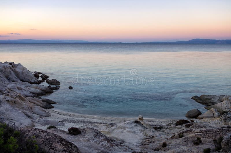 Small Secluded Beach in Sithonia, Chalkidiki, Greece Stock Photo ...