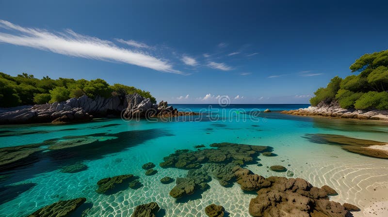 A Small Secluded Cove with Crystal-clear Waters and Coral Reefs Stock ...