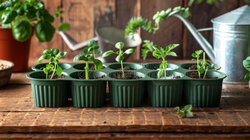 A Small Seedling Starter Kit with Mini Pots Soil and a Tiny Watering ...
