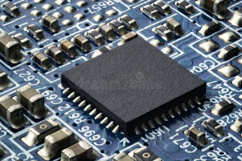 Small Semiconductor on a Circuit Board, Extreme Closeup Stock Photo ...