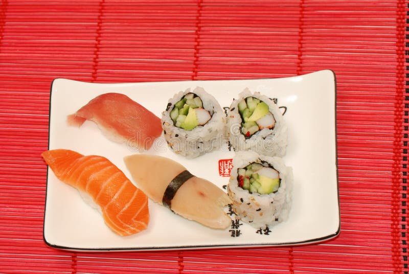 Small Set of Sushi and Rolls Stock Photo - Image of salmon, sashimi ...