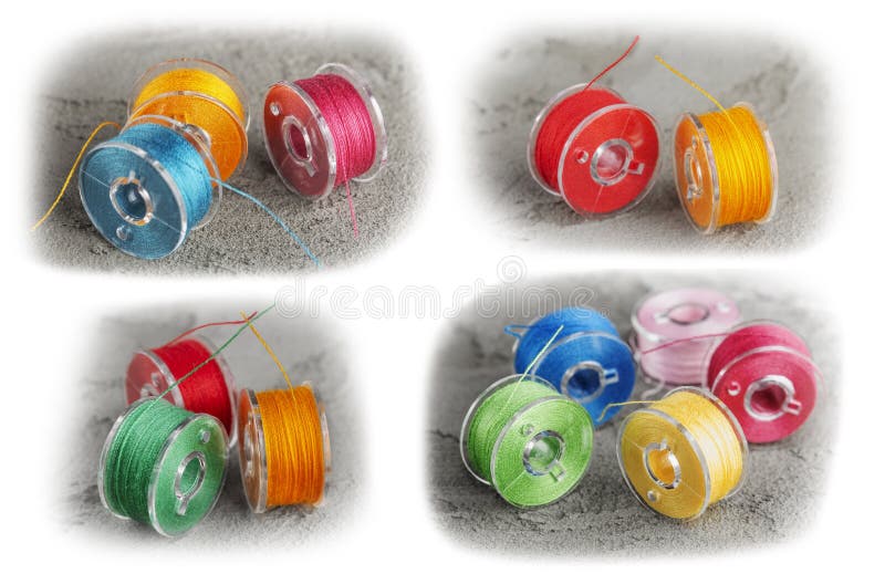 Small Sewing Bobbins with Brightly Colored Threads Stock Illustration ...