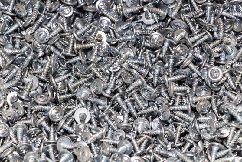 Small Shiny Silver Screws. Background Stock Image - Image of fastening ...