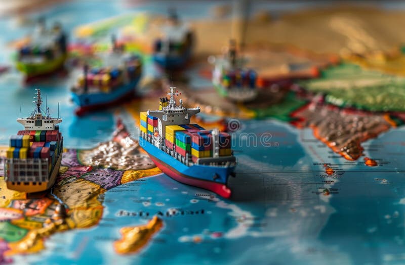 A Small Ship is on a Map of the World by AI Generated Image Stock Photo ...