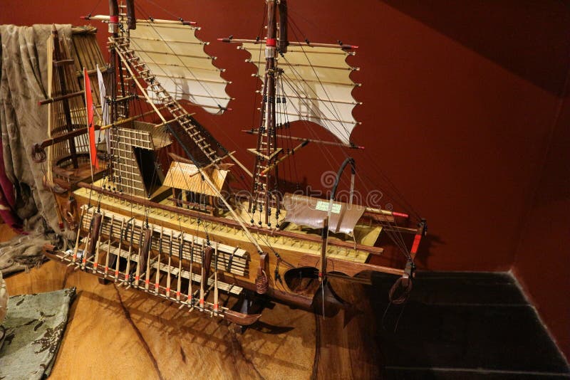 Small Ship Model Made of Wood Stock Image - Image of antique, object ...