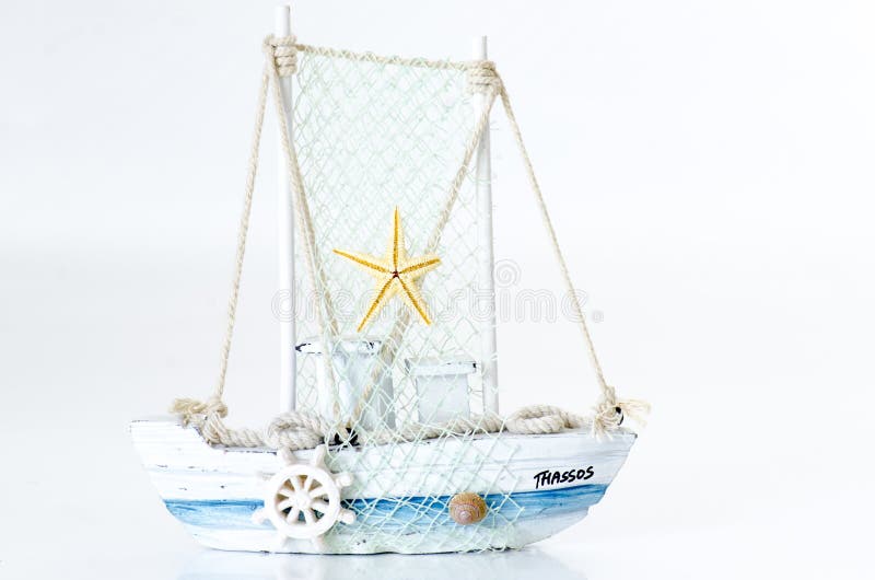 Small Ship Model from Thassos Isolated on White Stock Image - Image of ...