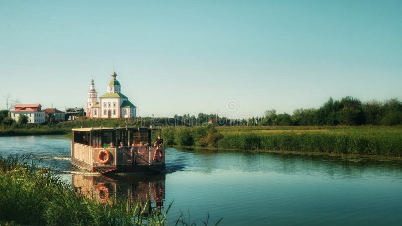 A small ship on the river editorial stock photo. Image of vacation ...