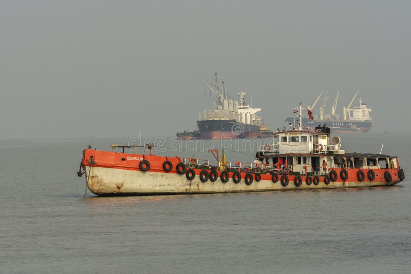 A Small Ship on River Ganges at Diamond Harbour, Selective Focus ...