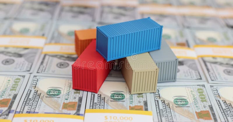 Shipping Containers Stacked on US Dollar Bills Stock Footage - Video of ...