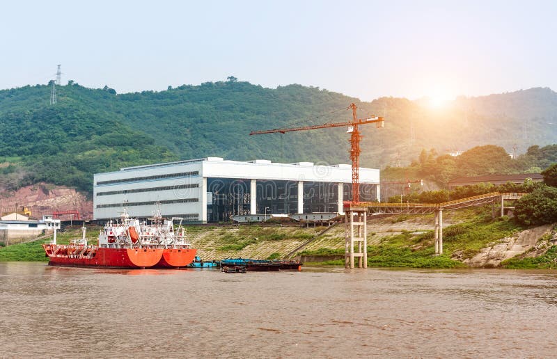 Small Shipyard on the River Stock Image - Image of building, shipyard ...
