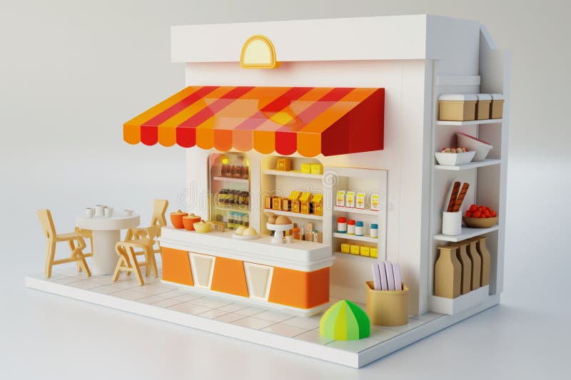 Small Shop 3d Model, Three-dimensional Elements Stock Illustration ...
