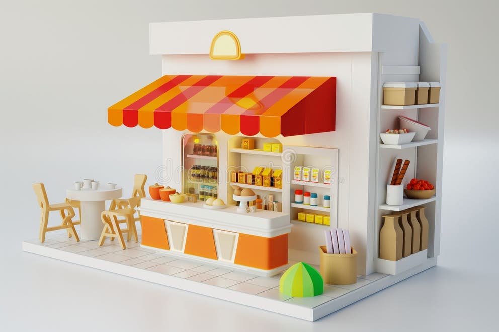 Small Shop 3d Model, Three-dimensional Elements Stock Illustration ...