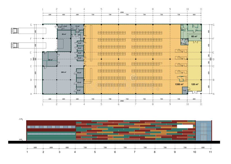 Small shop plan and facade stock vector. Illustration of facade - 13335080
