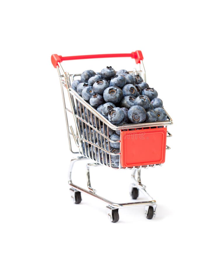 Small Shopping Cart Full of Fresh Blueberry Isolated Stock Image ...