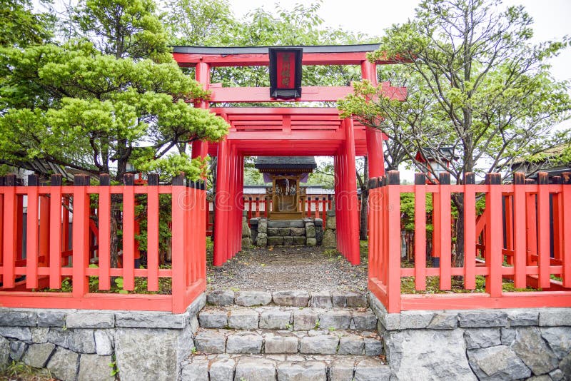 Small Shrine with Red Torii in Japanese Style Stock Image - Image of ...