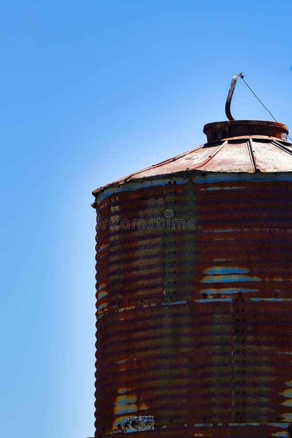 A small silo on a farm. stock image. Image of grain - 217572265
