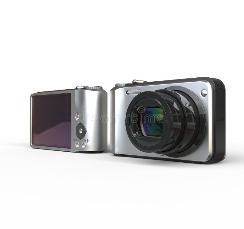 Small Silver Cameras - Angle Shot Stock Photo - Image of optical, media ...