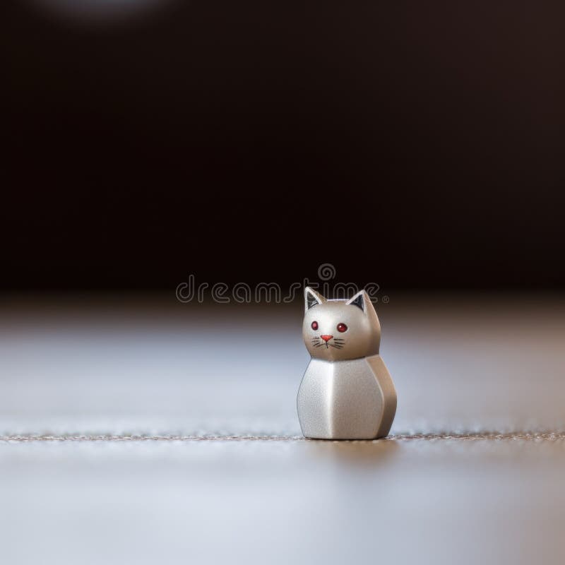 A Small Silver Cat Figurine Sitting on a Table, AI Stock Image - Image ...