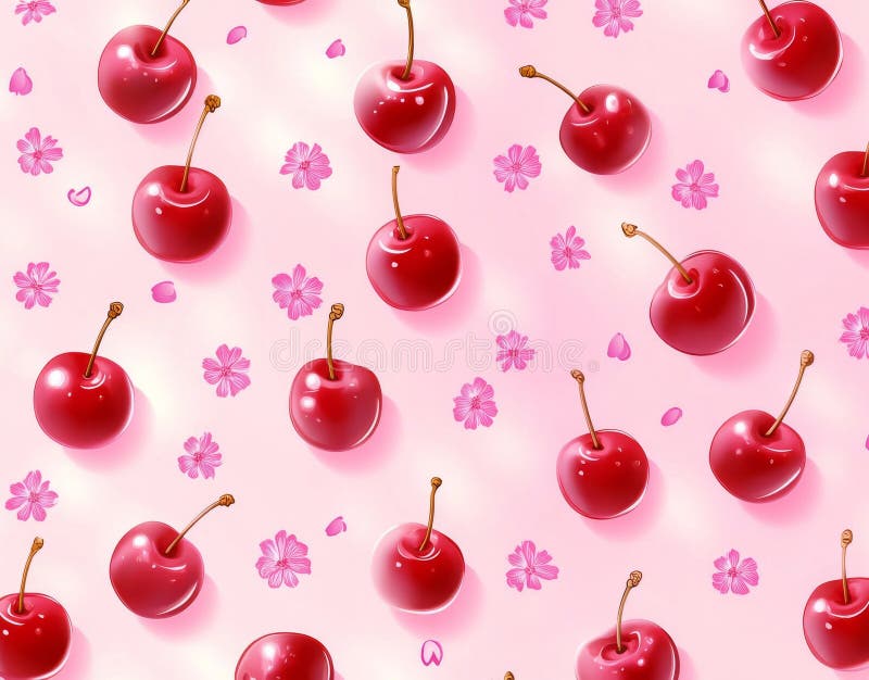 Small, Simple, and Charming Cherry Pattern Seamless Textile Design ...