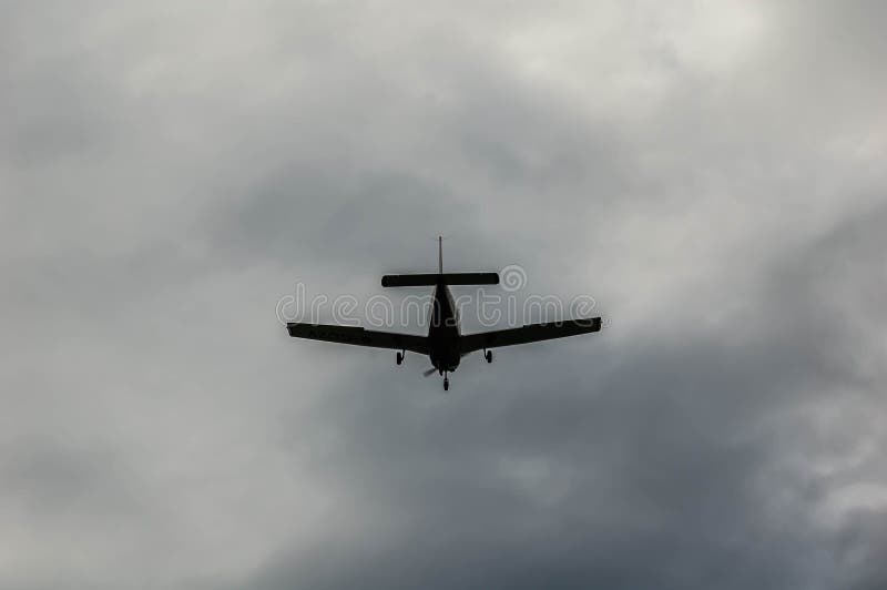 Small Single Engine Piston Aircraft in the Sky after Taking Off Stock ...