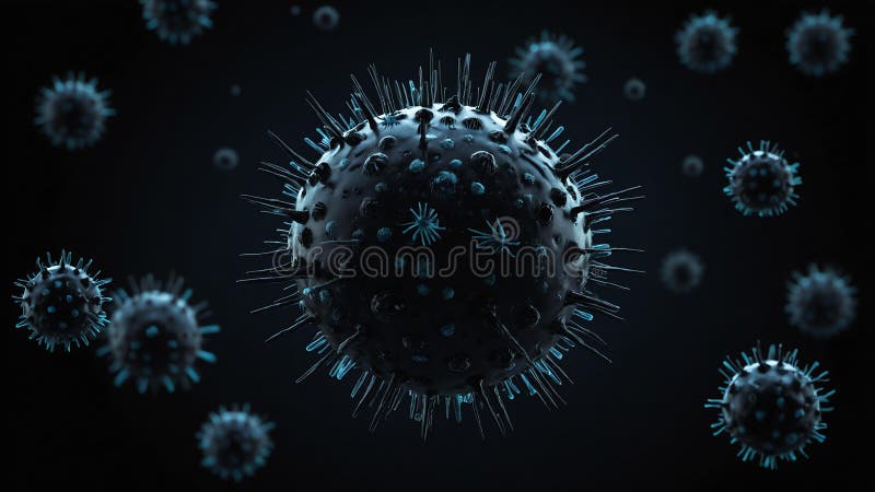 Small Single Floating Black Virus Concept Image in Bla Ai Generated ...