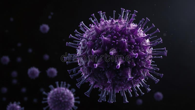Small Single Floating Purple Virus Concept Image in Bl Ai Generated ...
