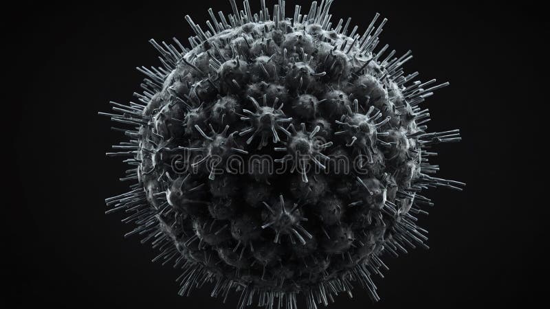 Small Single Grey Virus Concept Image in Black Backgro Ai Generated ...