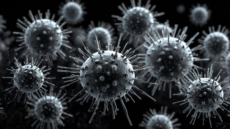 Small Single White Virus Concept Image in Black Backgr Ai Generated ...