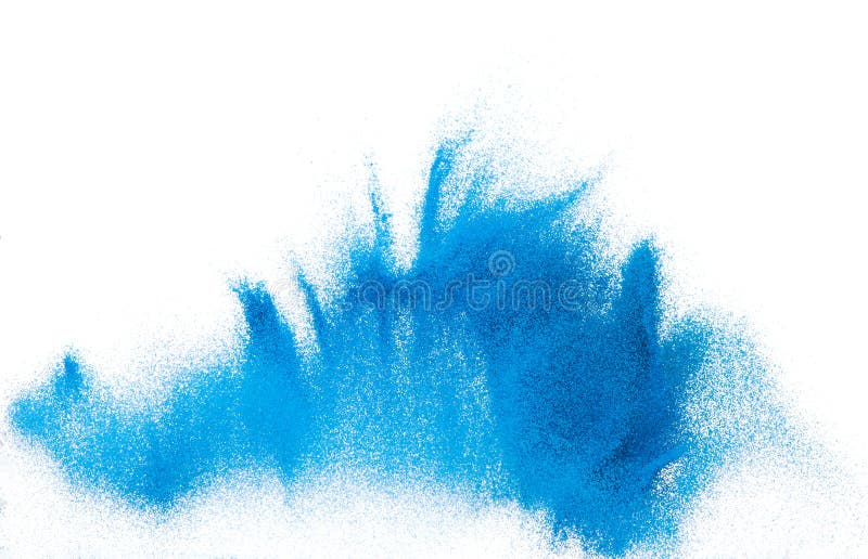 Small Size Blue Sand Flying Explosion, Ocean Sands Grain Wave Explode ...