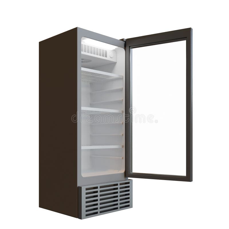 Small Size Showcase Display Cooler Side View Open Door 3D Render ...