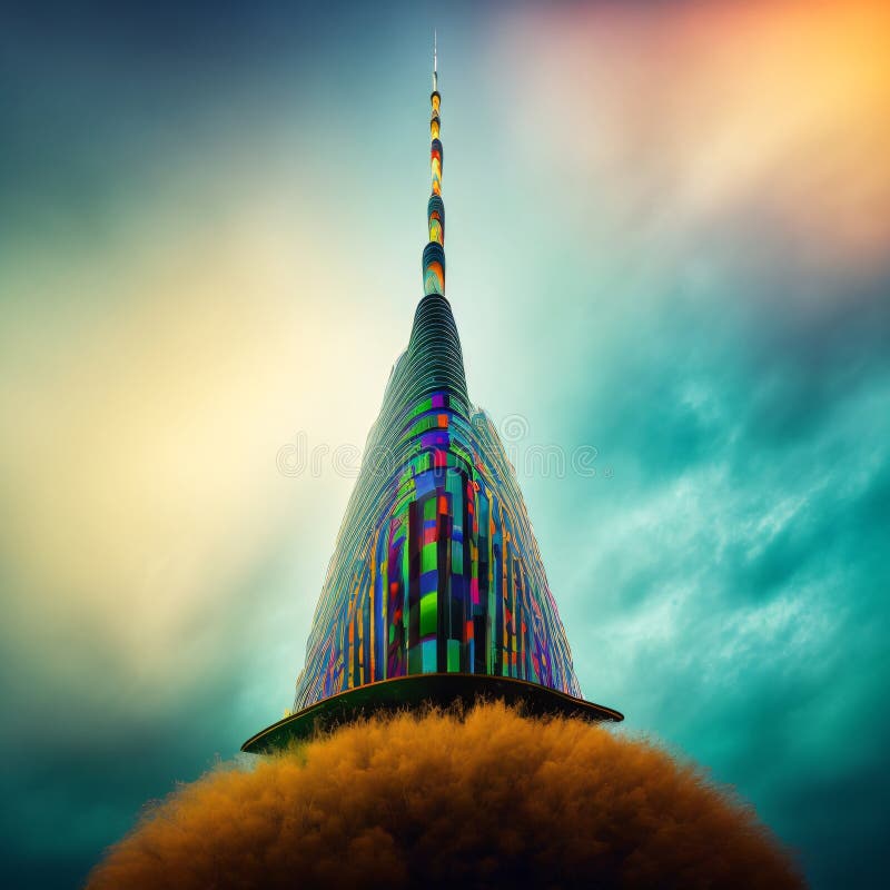 Small Skyscraper on Top of Another Skyscraper Touching the Sky Stock ...