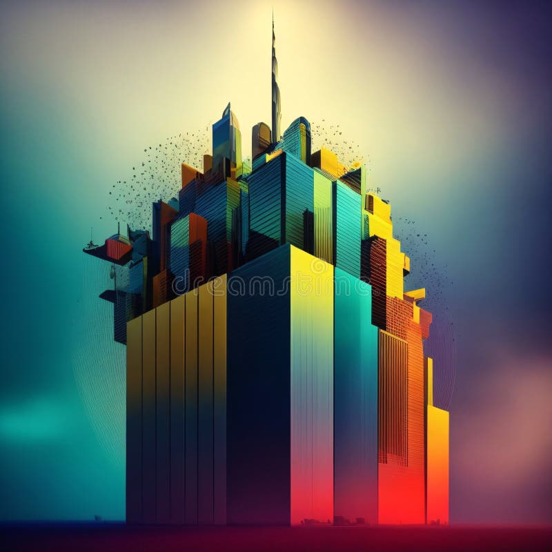 Small Skyscraper on Top of Another Skyscraper Touching the Sky Stock ...