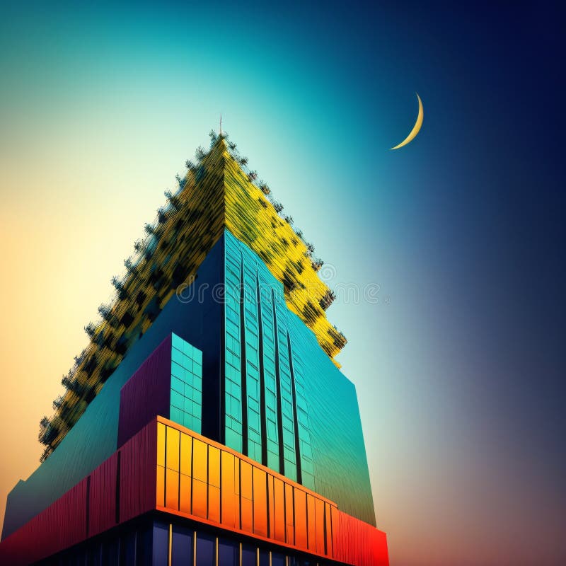 Small Skyscraper on Top of Another Skyscraper Touching the Sky Stock ...