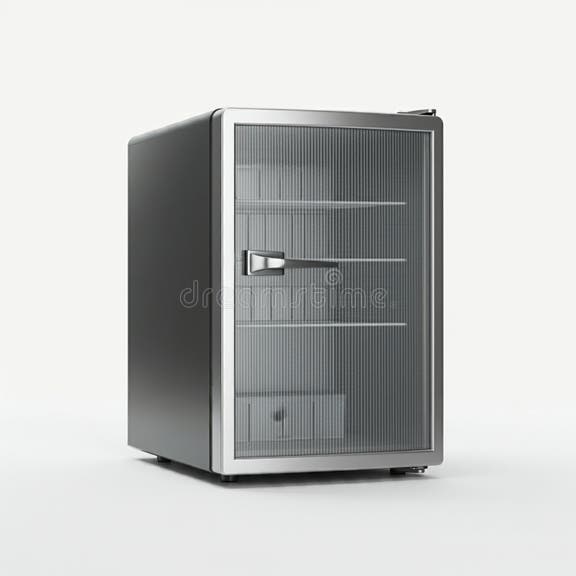 A Small, Sleek Refrigerator with a Modern Design. it Features a Glass ...