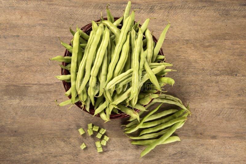 Small and Slender Green Beans (haricot Vert) on a Wood Stock Image ...