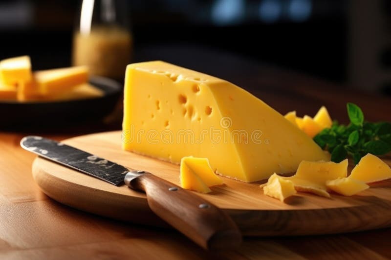 A Small Slice of Cheese on a Board Stock Illustration - Illustration of ...